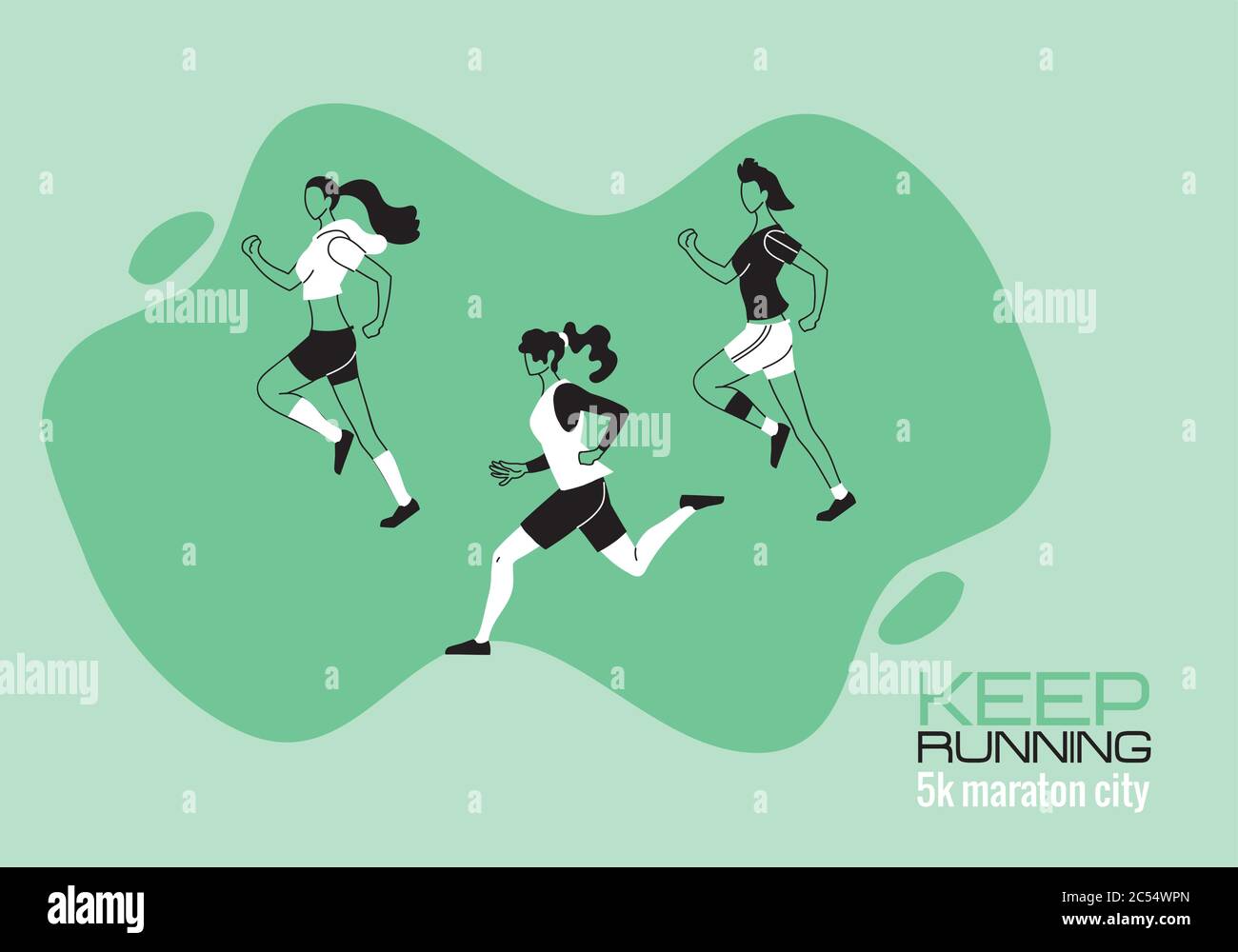 women avatars running vector design design, Marathon athlete training ...