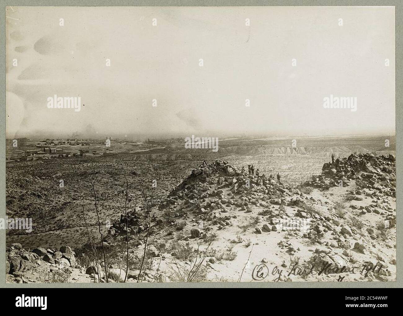 Insurrectos outpost. In distance El Paso and Juarez Mexican War Stock ...