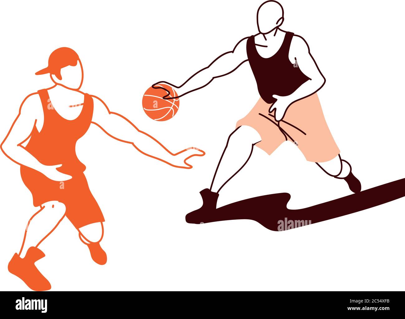 Two players men with ball design, Basketball sport hobby competition ...