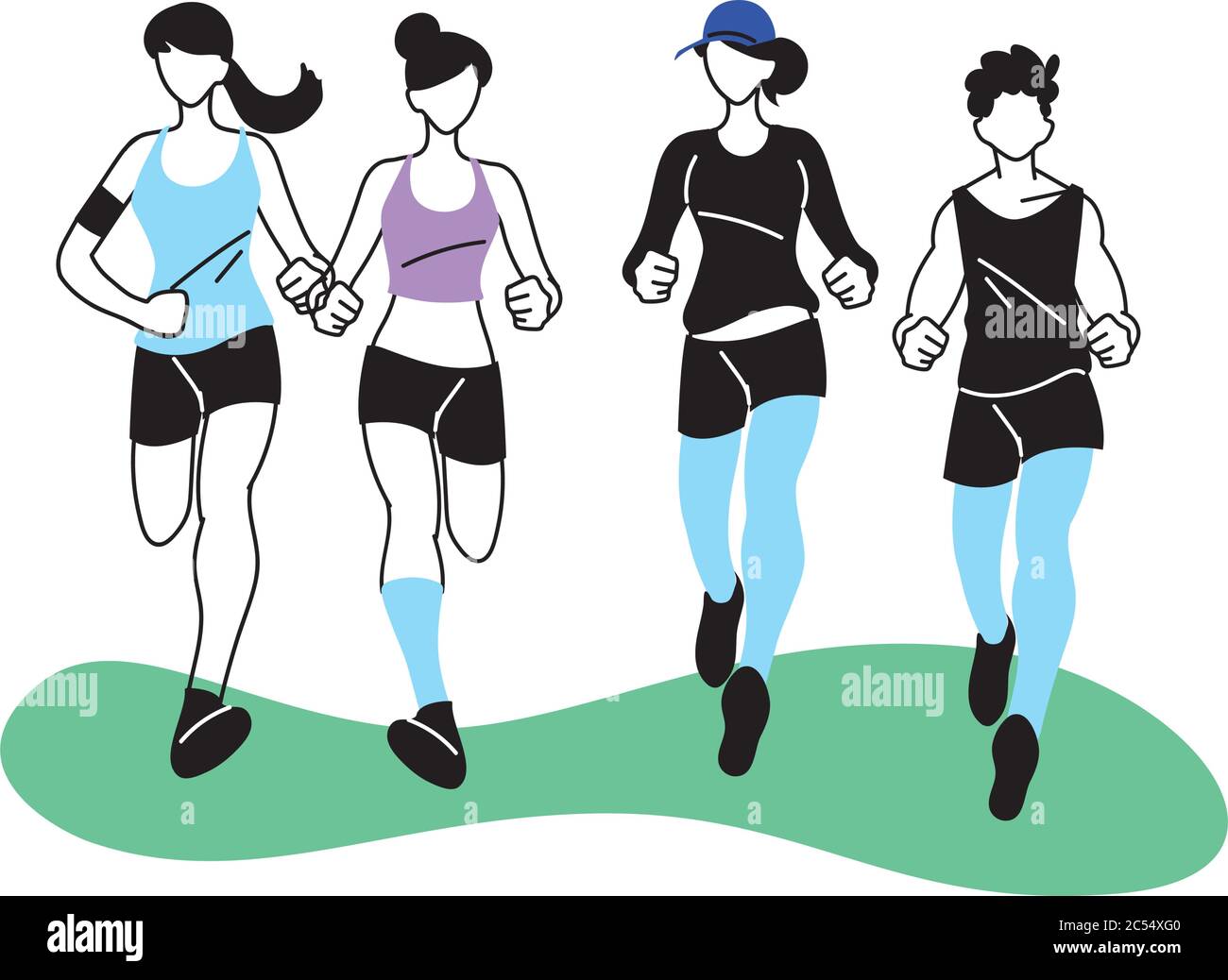 women and man avatars running design, Marathon athlete training and ...