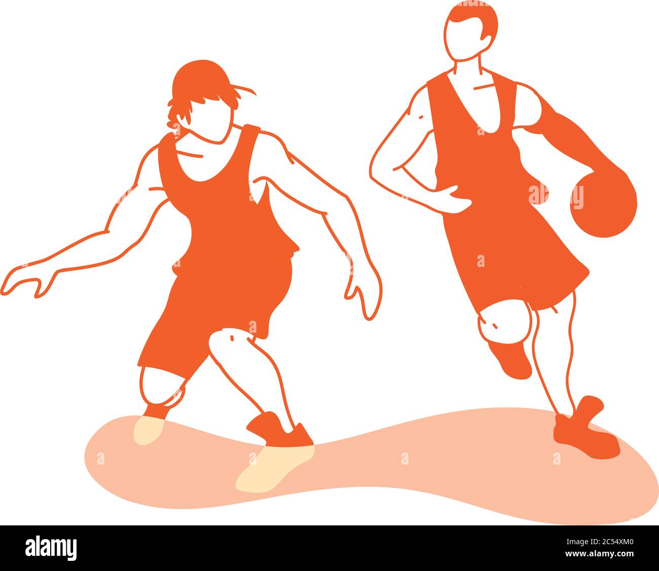 Two players men with ball design, Basketball sport hobby competition ...