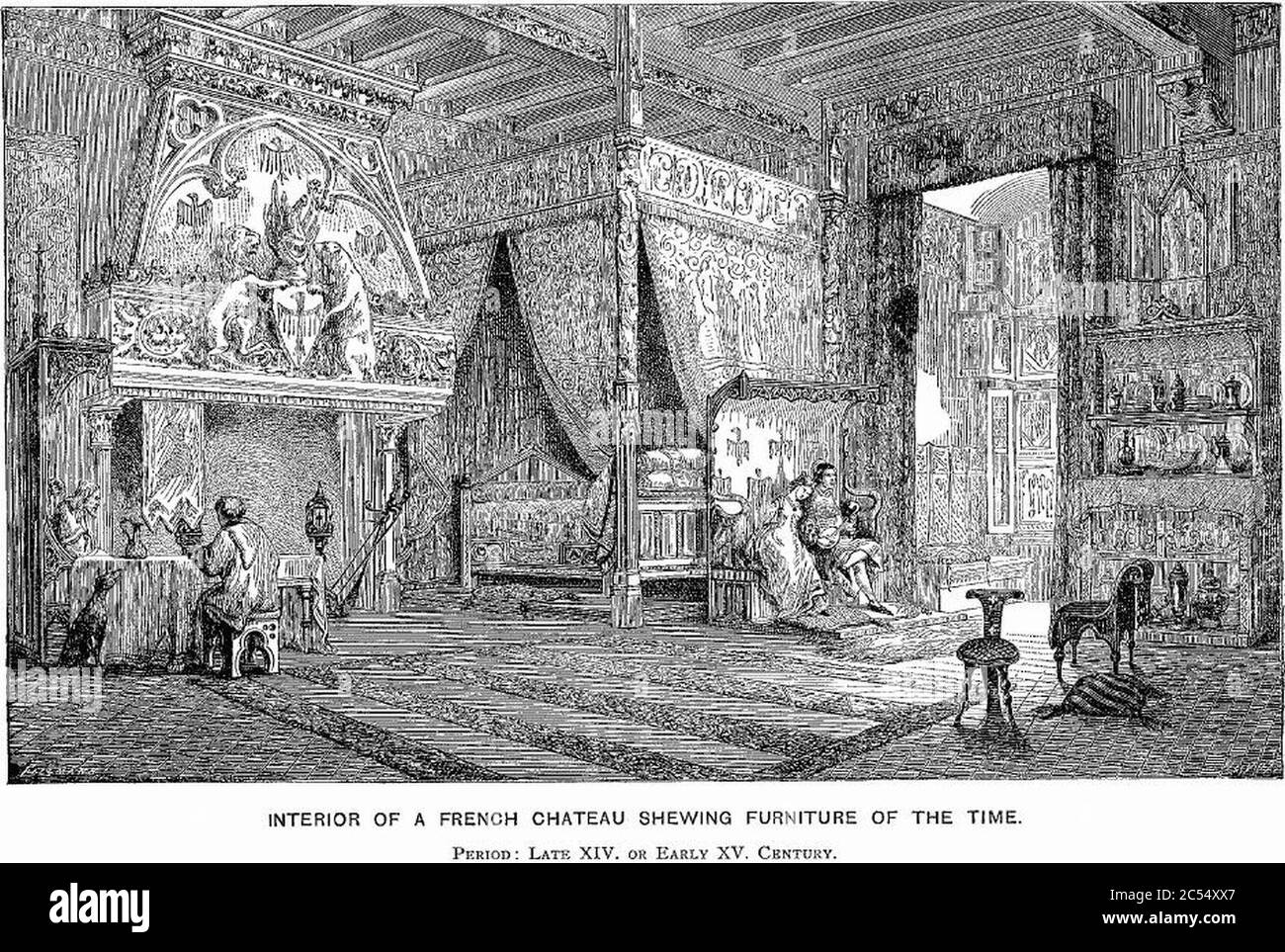 Interior of a French Chateau Shewing Furniture of the Time Stock Photo ...