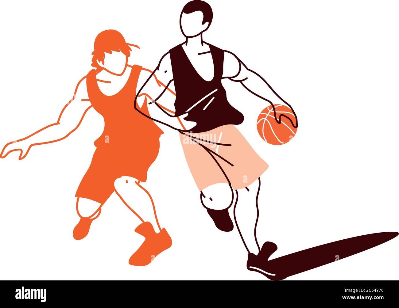 Two players men with ball design, Basketball sport hobby competition ...