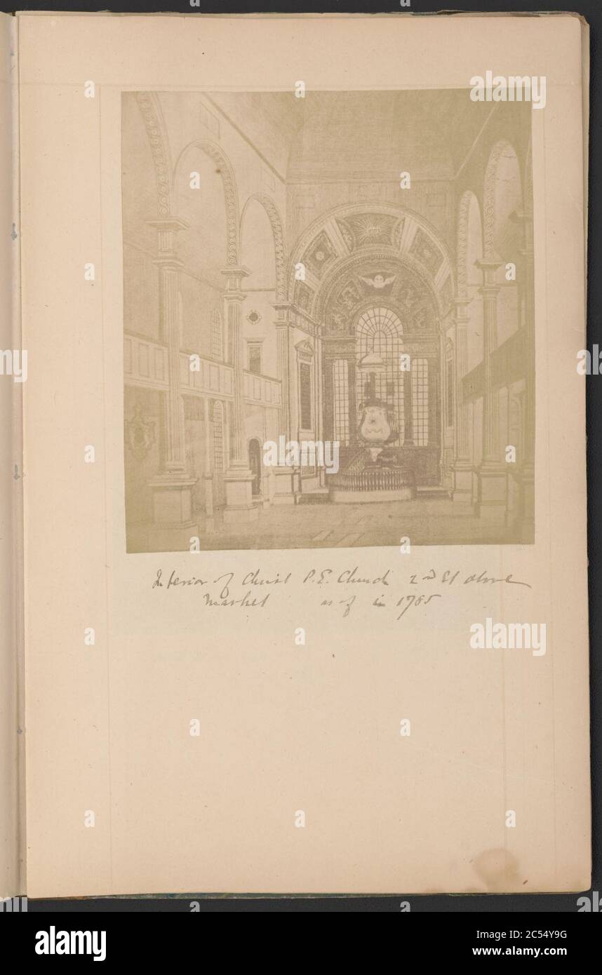 Interior of Christ P.E. Church, 2nd St. above Market, as of in 1785 ...