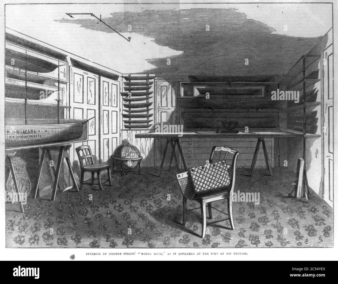 Interior of George Steers' ‘model room‘, as it appeared at the time of ...