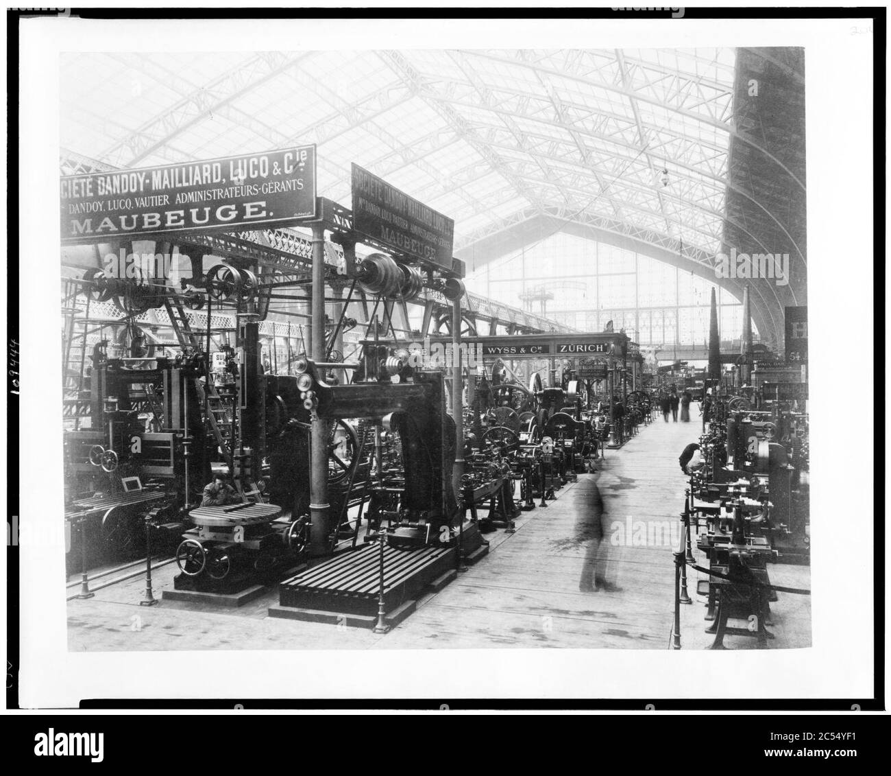 Interior of Gallery of Machines, showing machinery, Paris Exposition ...