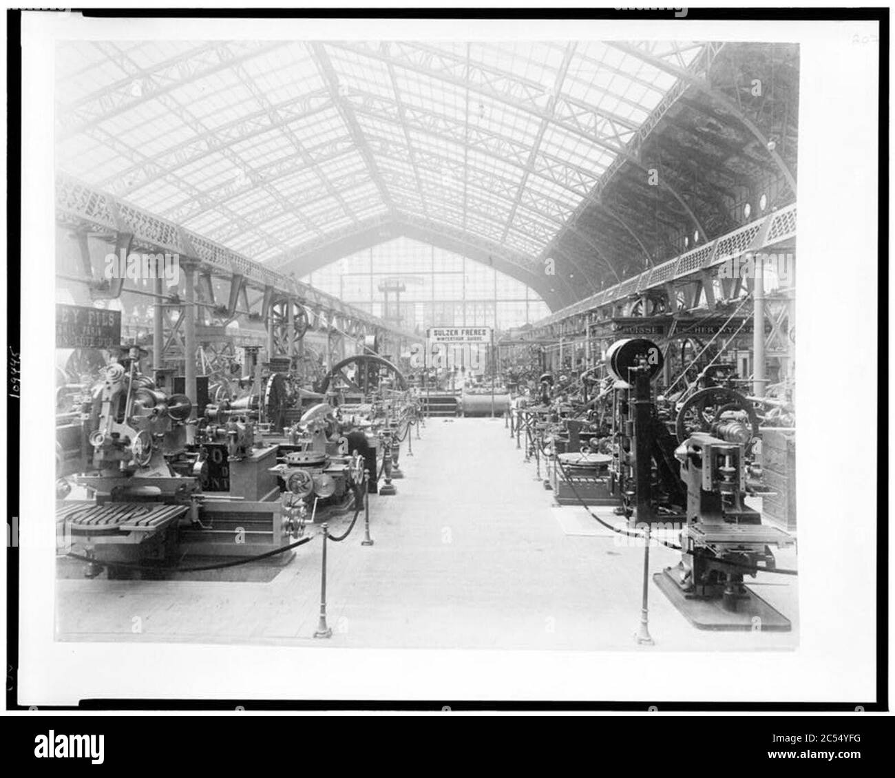 Interior of Gallery of Machines, showing machinery, Paris Exposition ...