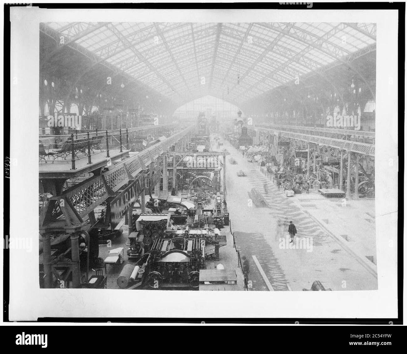 Interior of Gallery of Machines, showing machinery, Paris Exposition ...