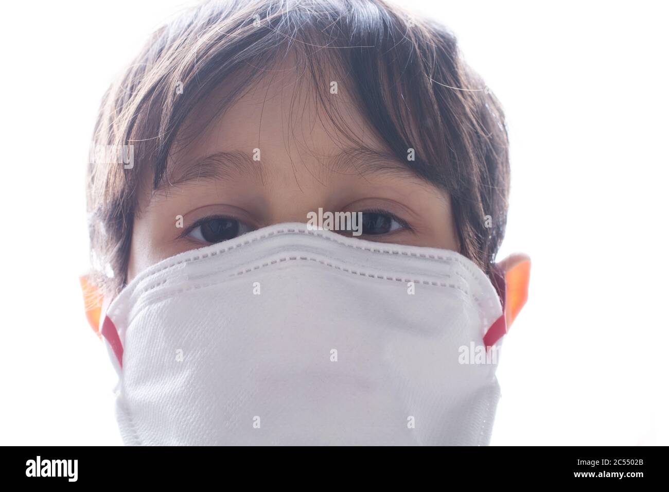 Kid wear health masks to prevent virus and germs. Disease protection ...