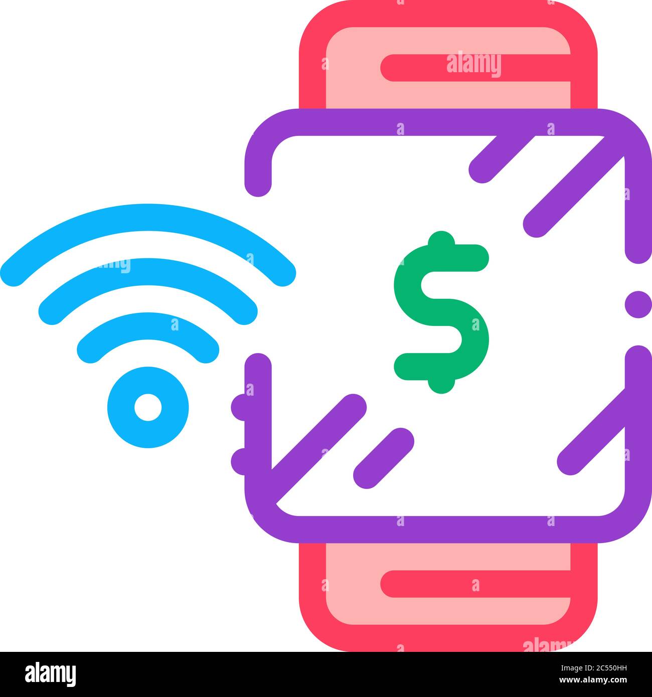 watch pay pass icon vector outline illustration Stock Vector Image ...