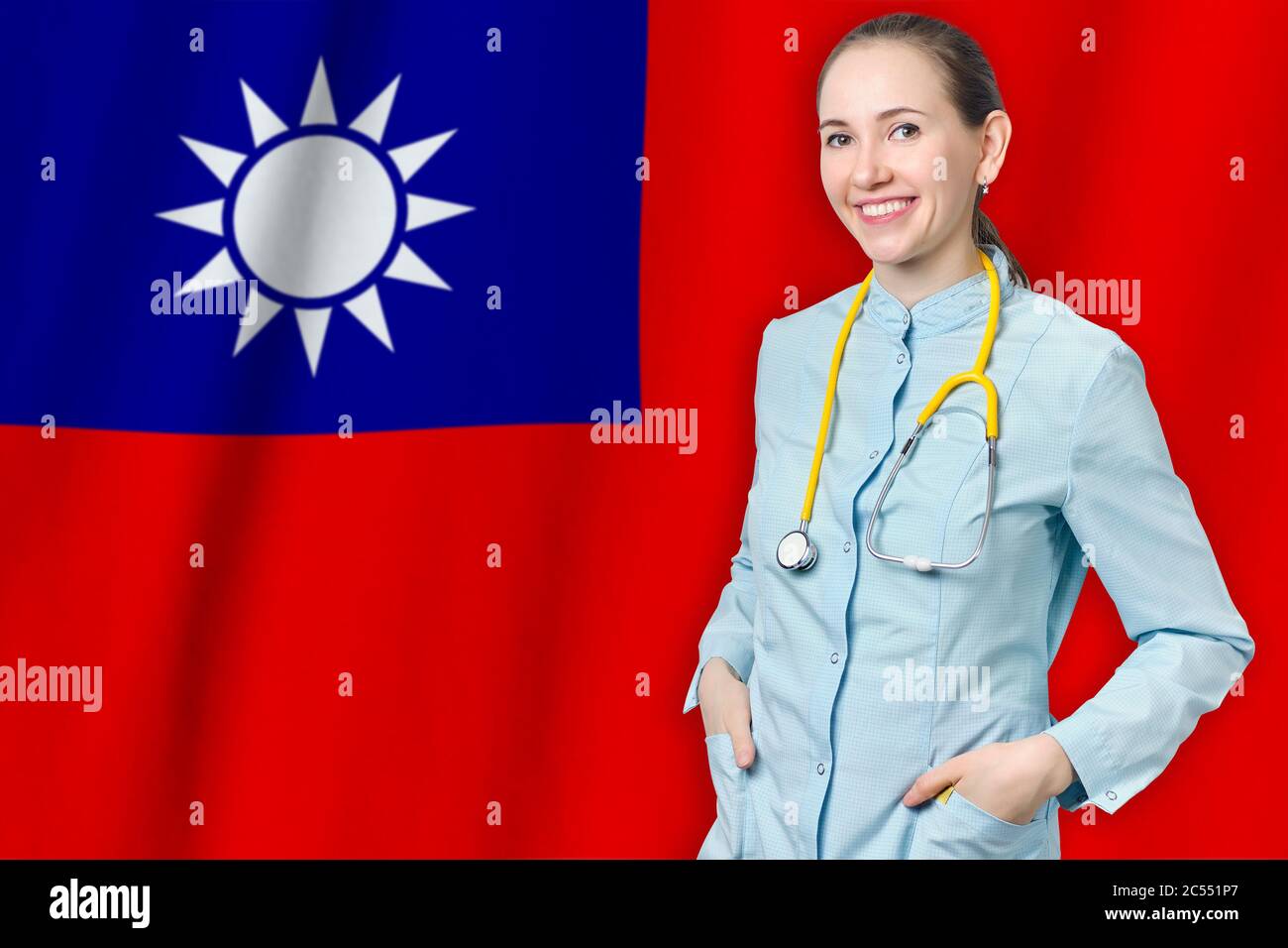 Taiwan Province healthcare concept with doctor on flag background ...