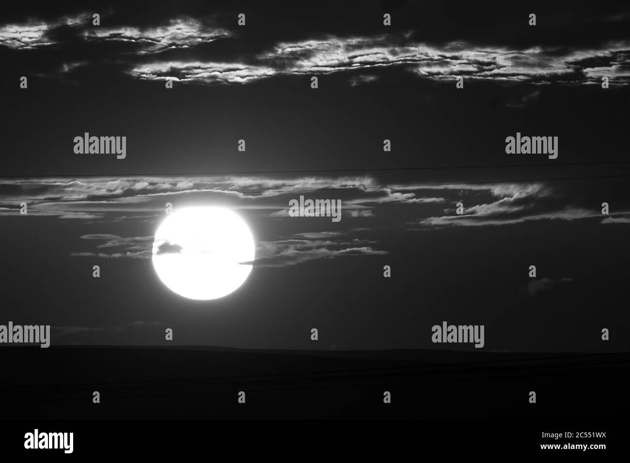 Bright sunset panorama view Black and White Stock Photos & Images - Alamy
