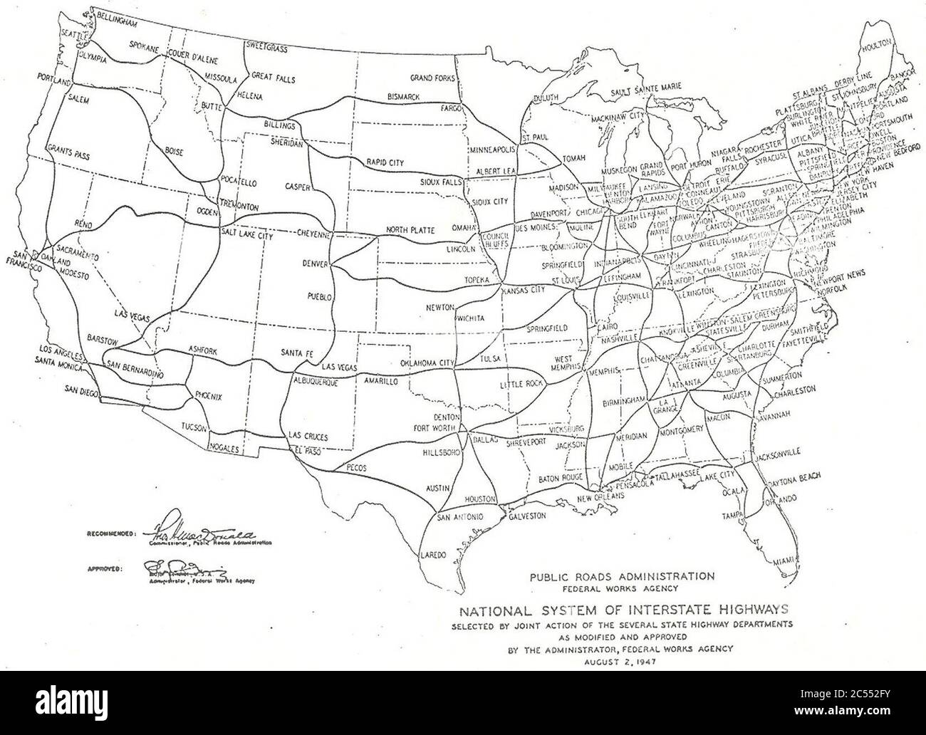 Interstate Highway plan August 2, 1947 big text Stock Photo - Alamy