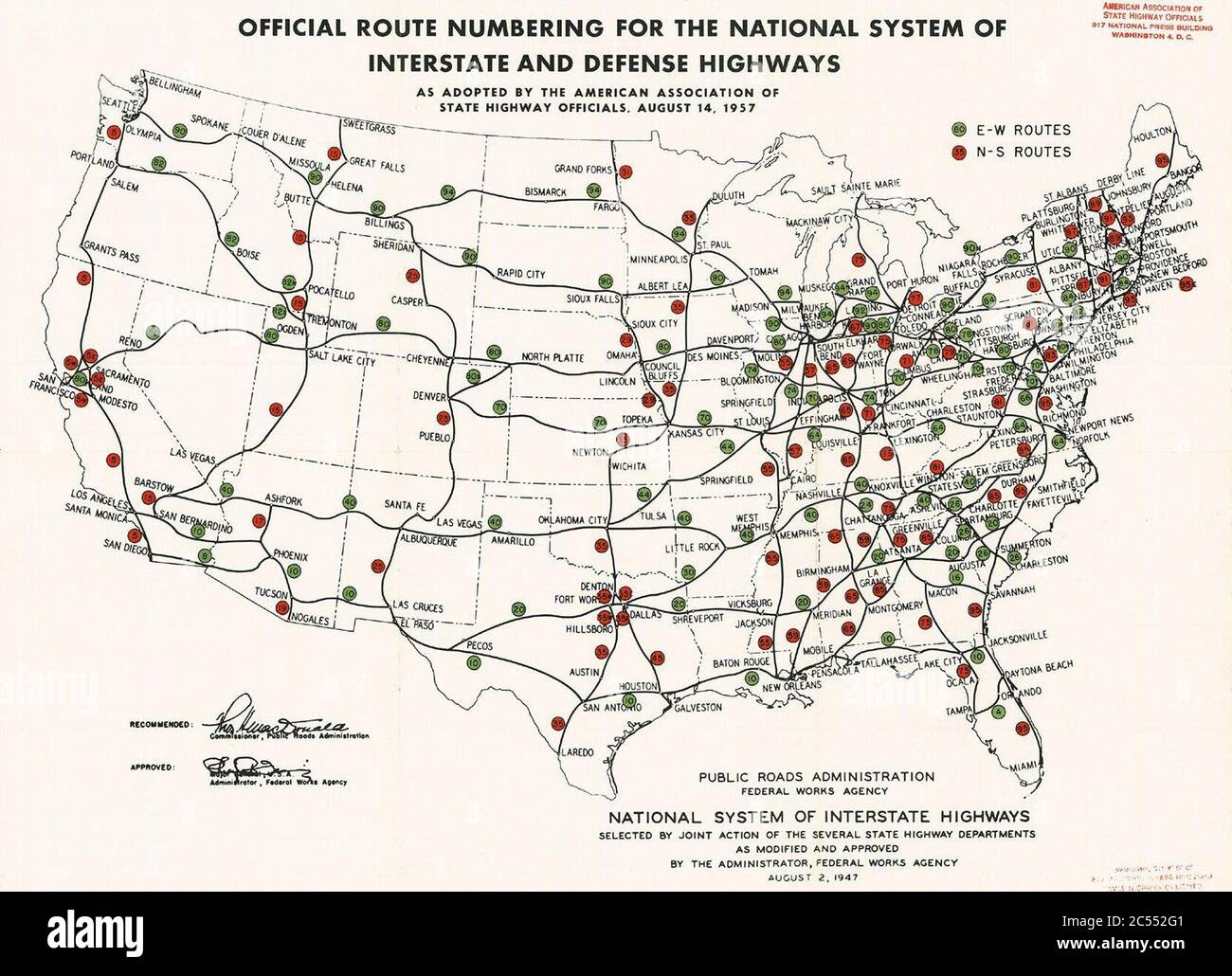 Interstate Highway plan August 14, 1957 Stock Photo - Alamy