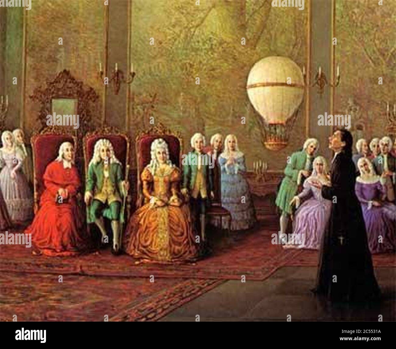 Introduction of a small balloon to the court of D. João 5th Stock Photo ...