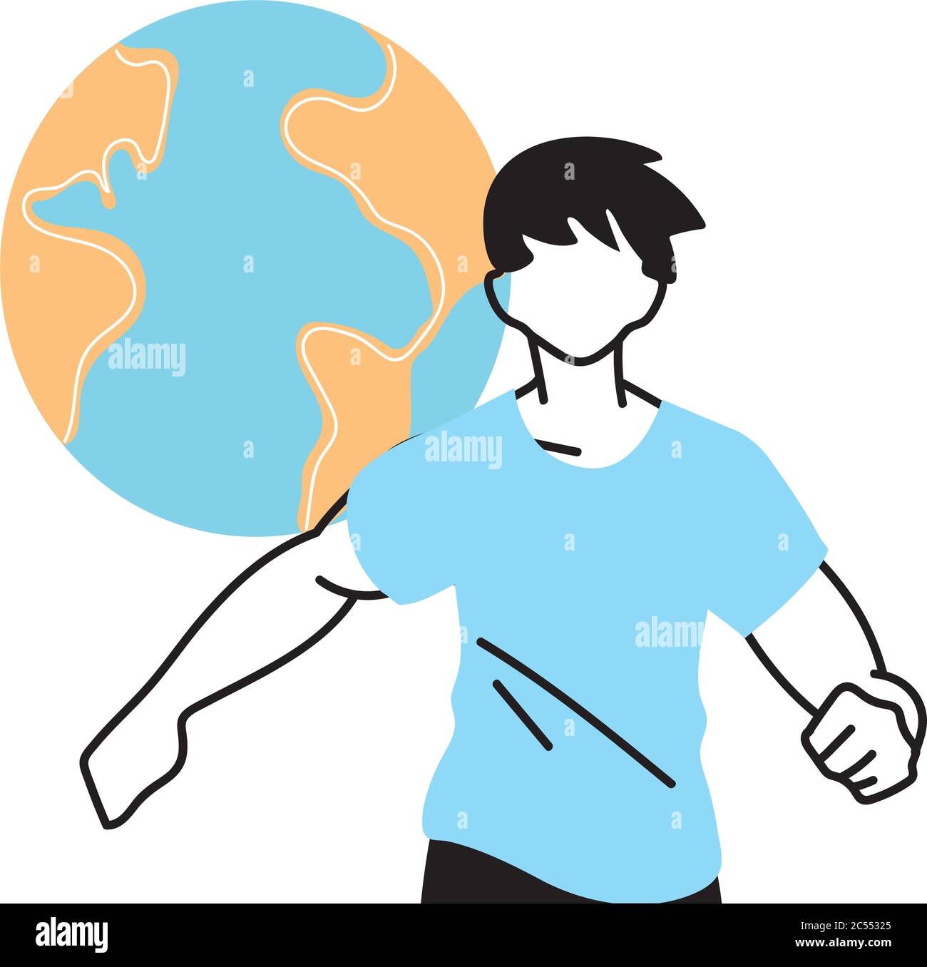 man avatar running with world design, Marathon athlete training and ...