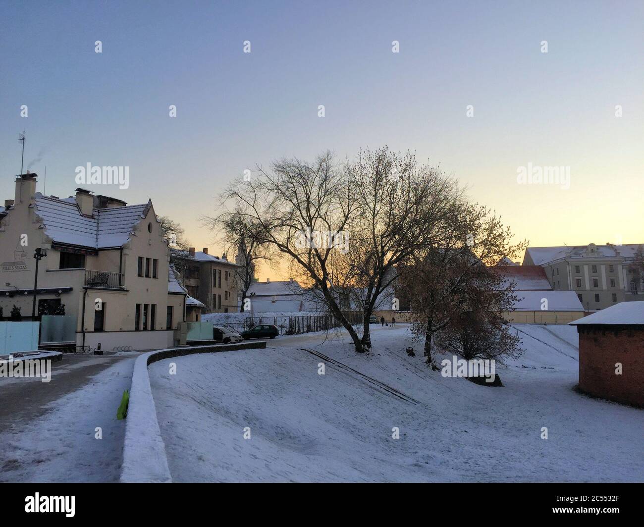 Winter panorama in the nature outside of Kaunas on a very cold day ...
