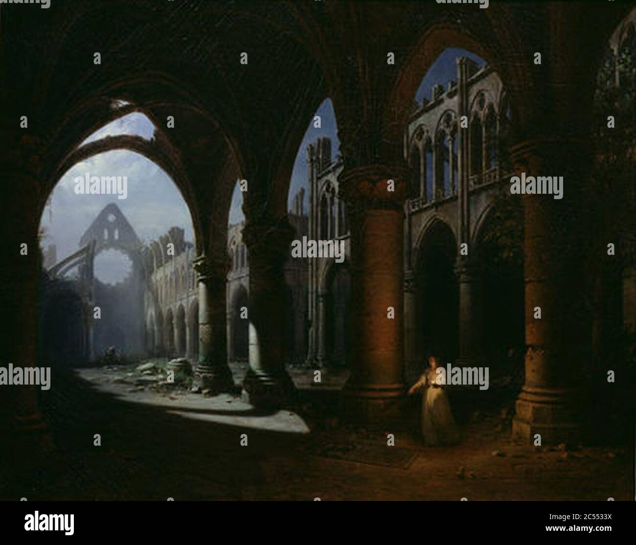 Intérieur d'une abbaye en ruines - Hippolyte Sebron Stock Photo - Alamy