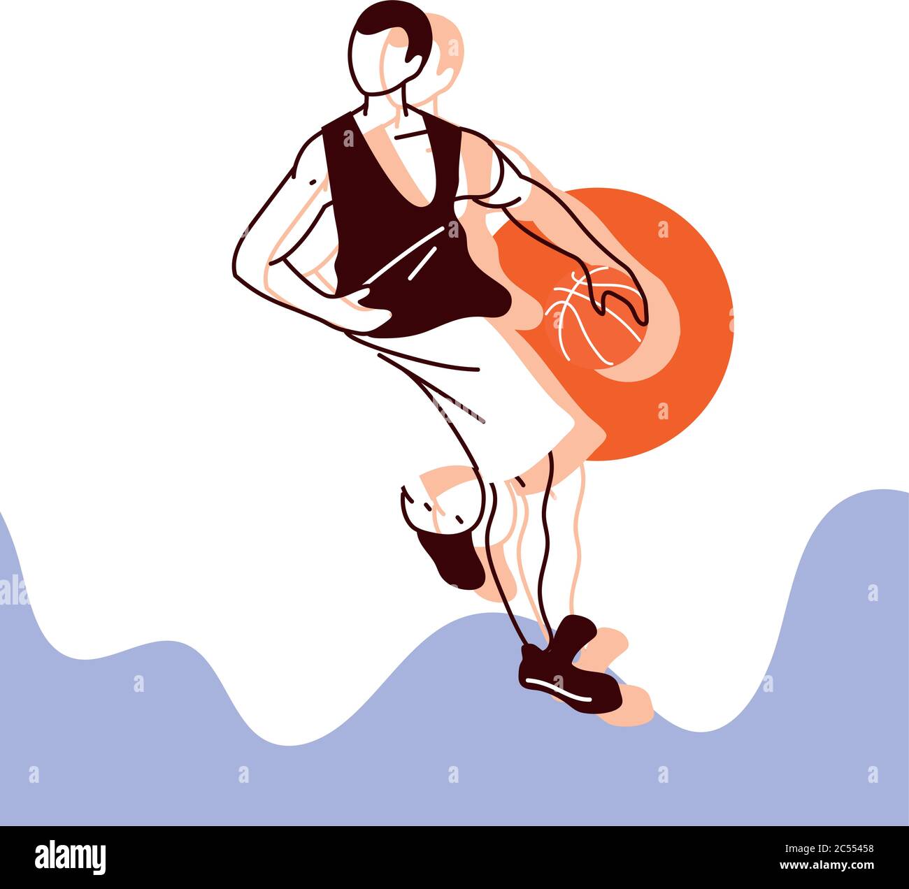 Player man with ball design, Basketball sport hobby competition and ...