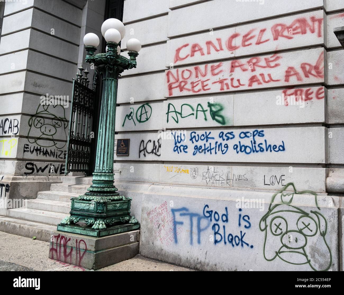 New York, NY - June 230, 2020: Protesters camping outside City Hall ...