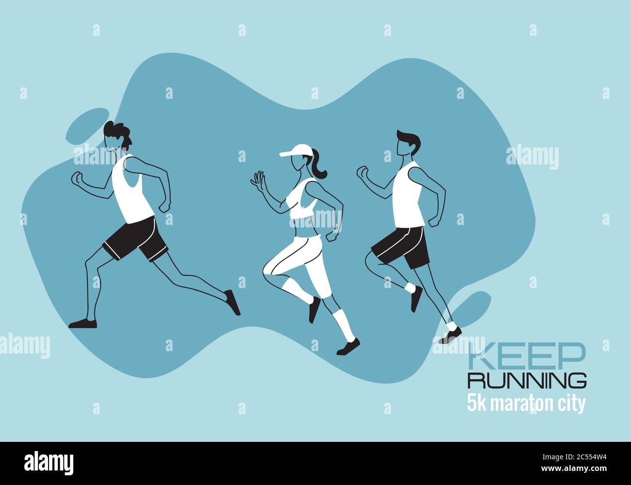 women and man avatars keep running vector design design, Marathon ...