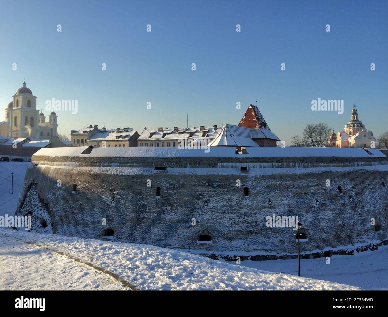 Old castle in the historic part of Vilnius on a cold winter day Stock ...