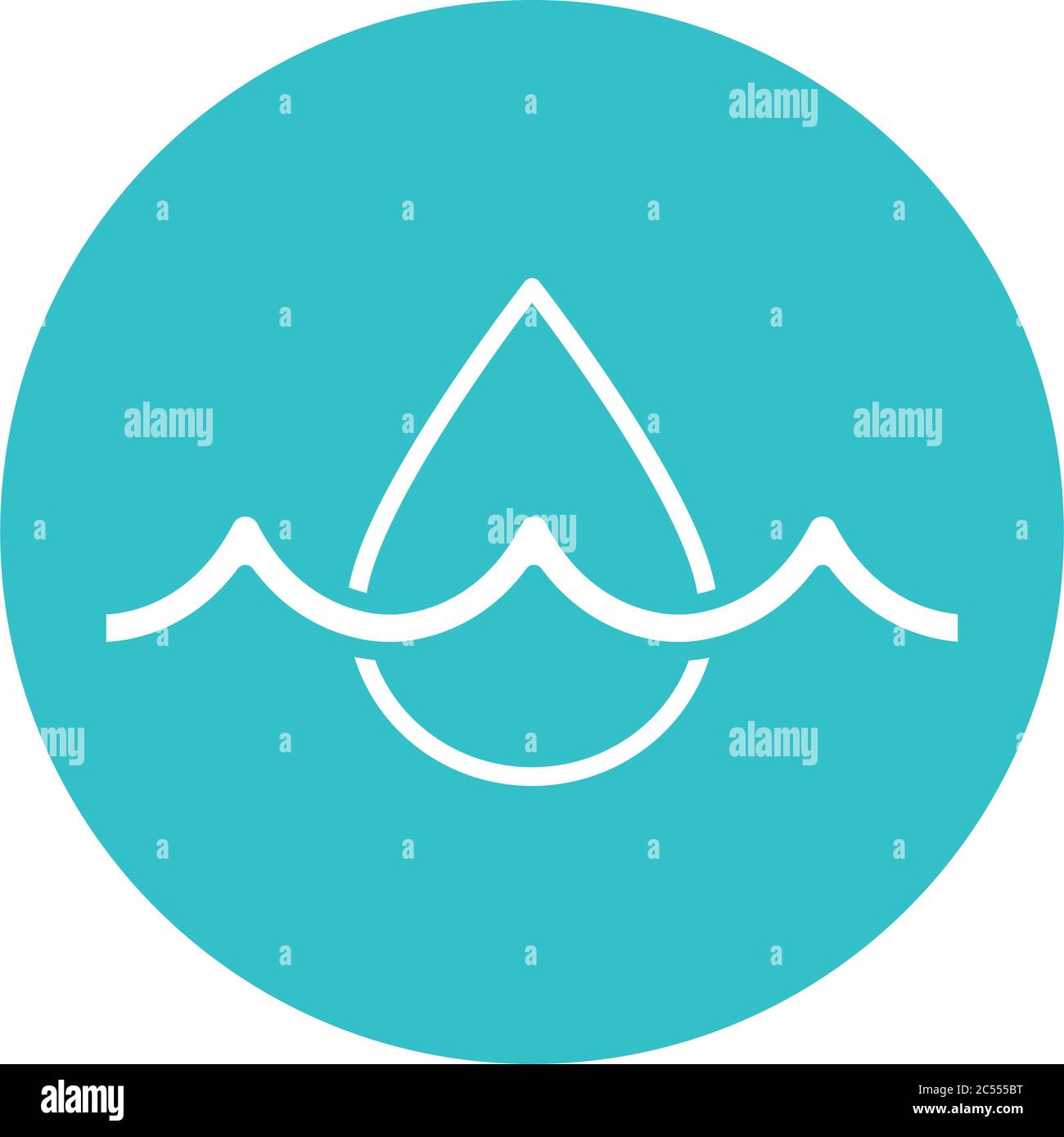 water drop affluent nature liquid blue block style icon vector ...