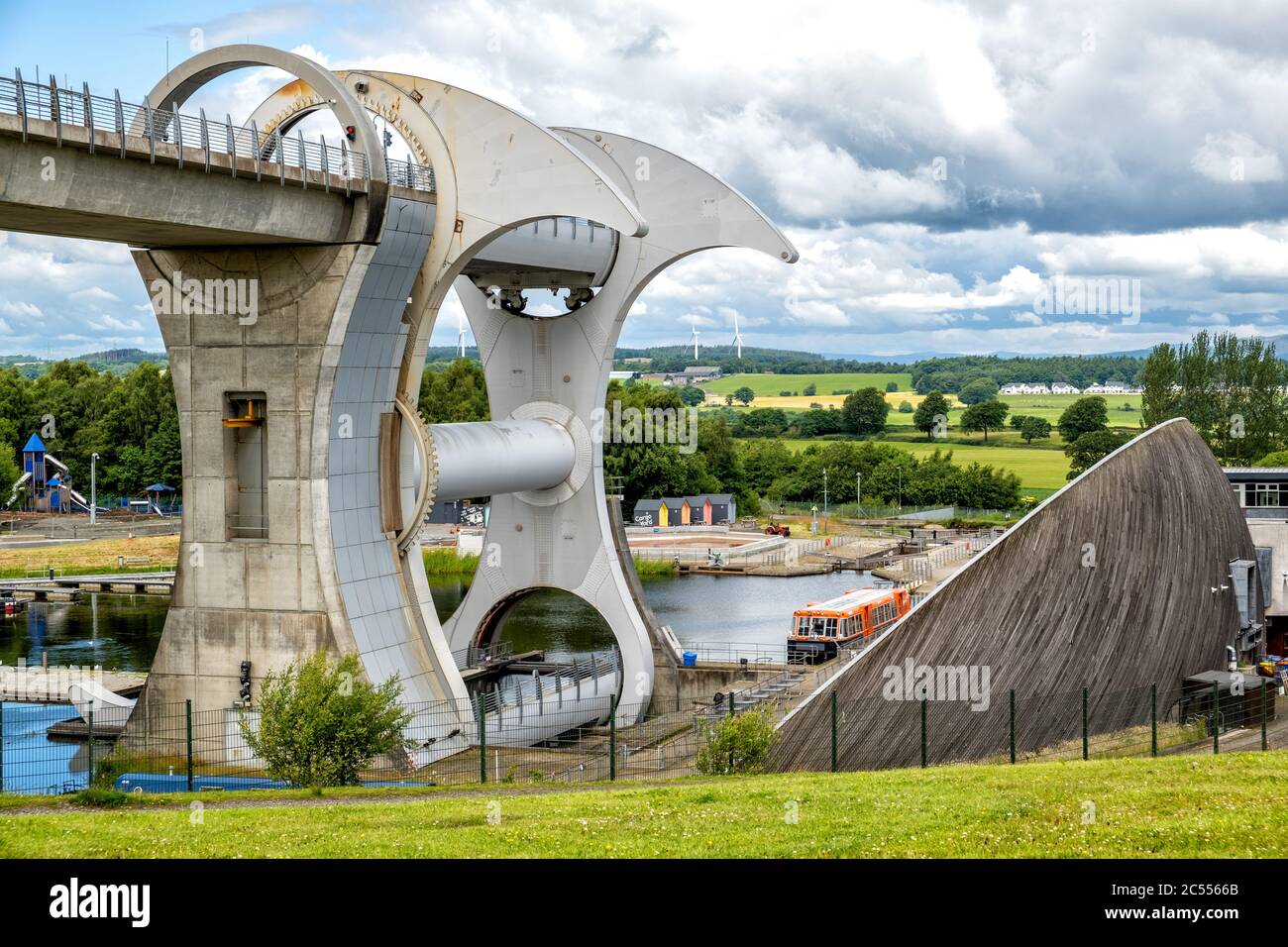 The Falkirk Wheel Rotating Boat Lift, Falkrk, Scotland, UK Stock Photo ...
