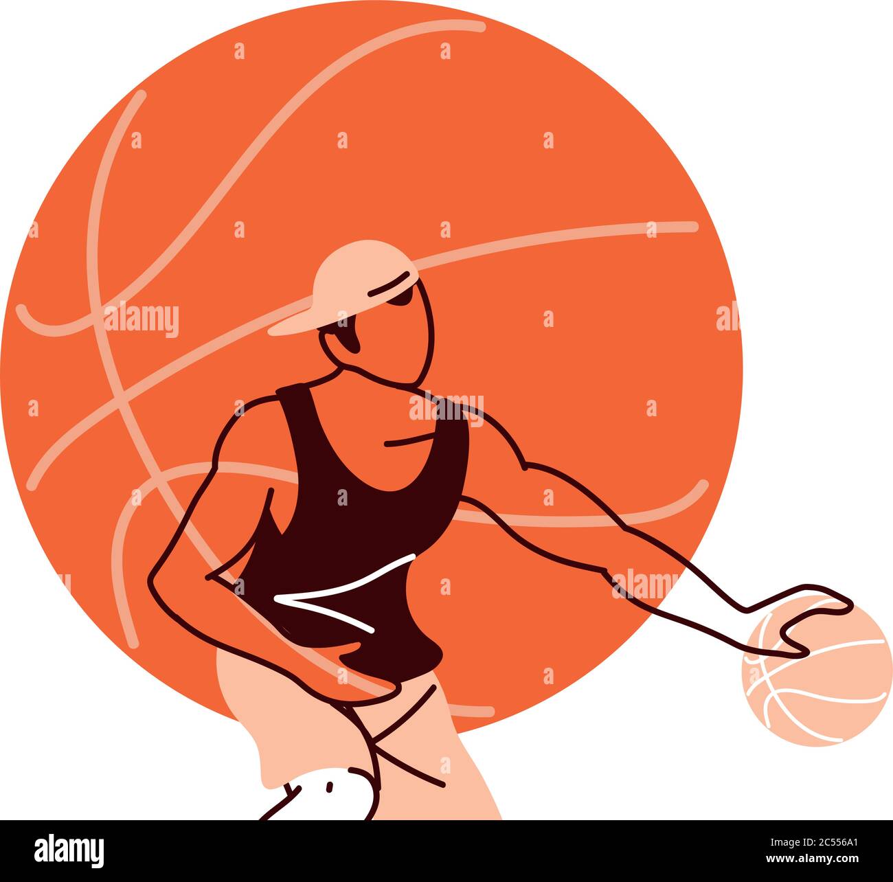 Player man with ball design, Basketball sport hobby competition and ...