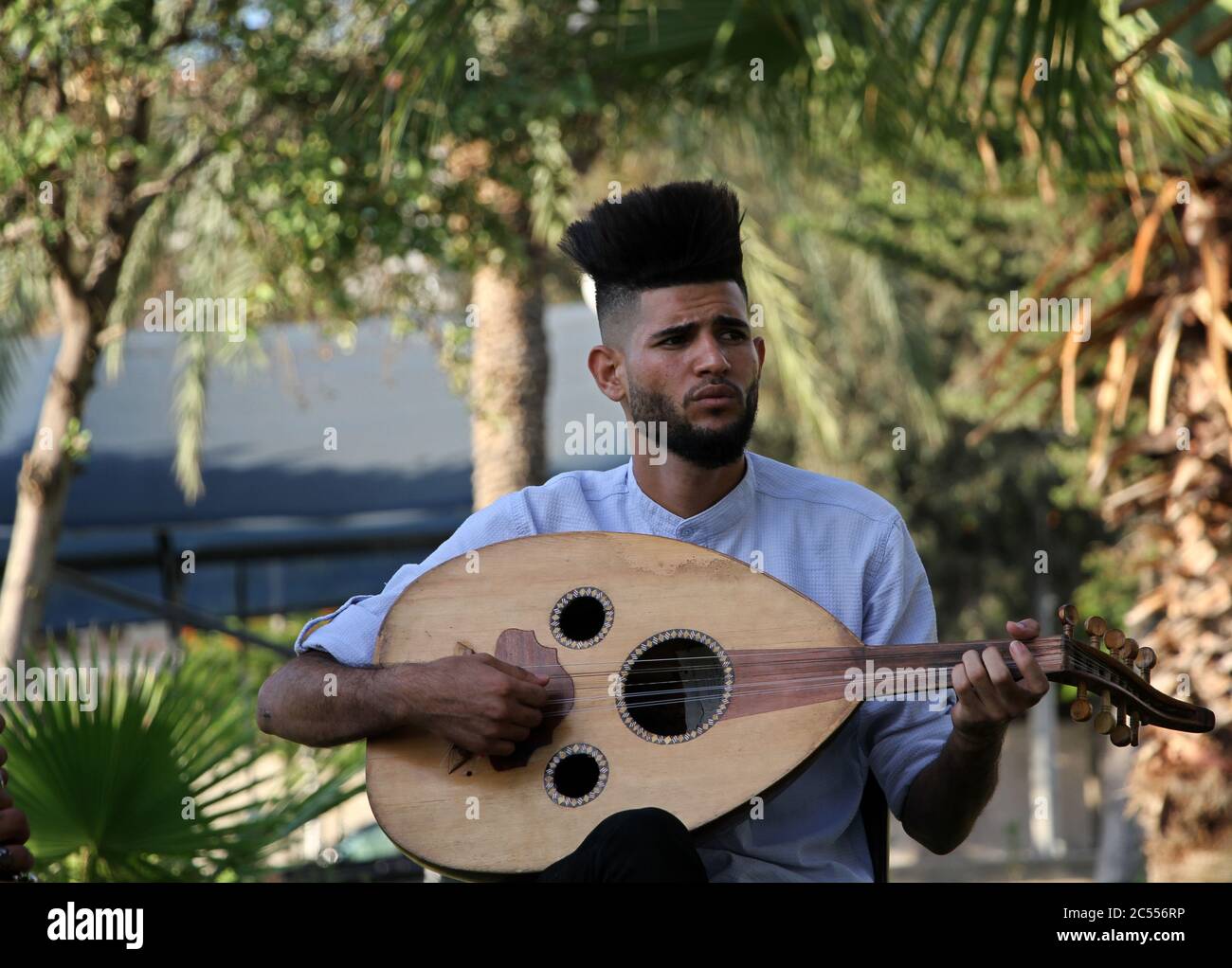 Gaza. 24th June, 2020. A member of the Palestinian band "Street Band ...