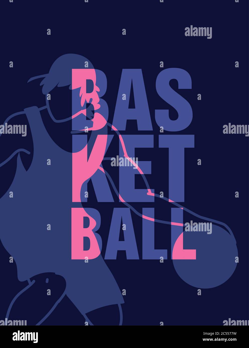 Basketball letters in front of player man with ball silhouette design ...
