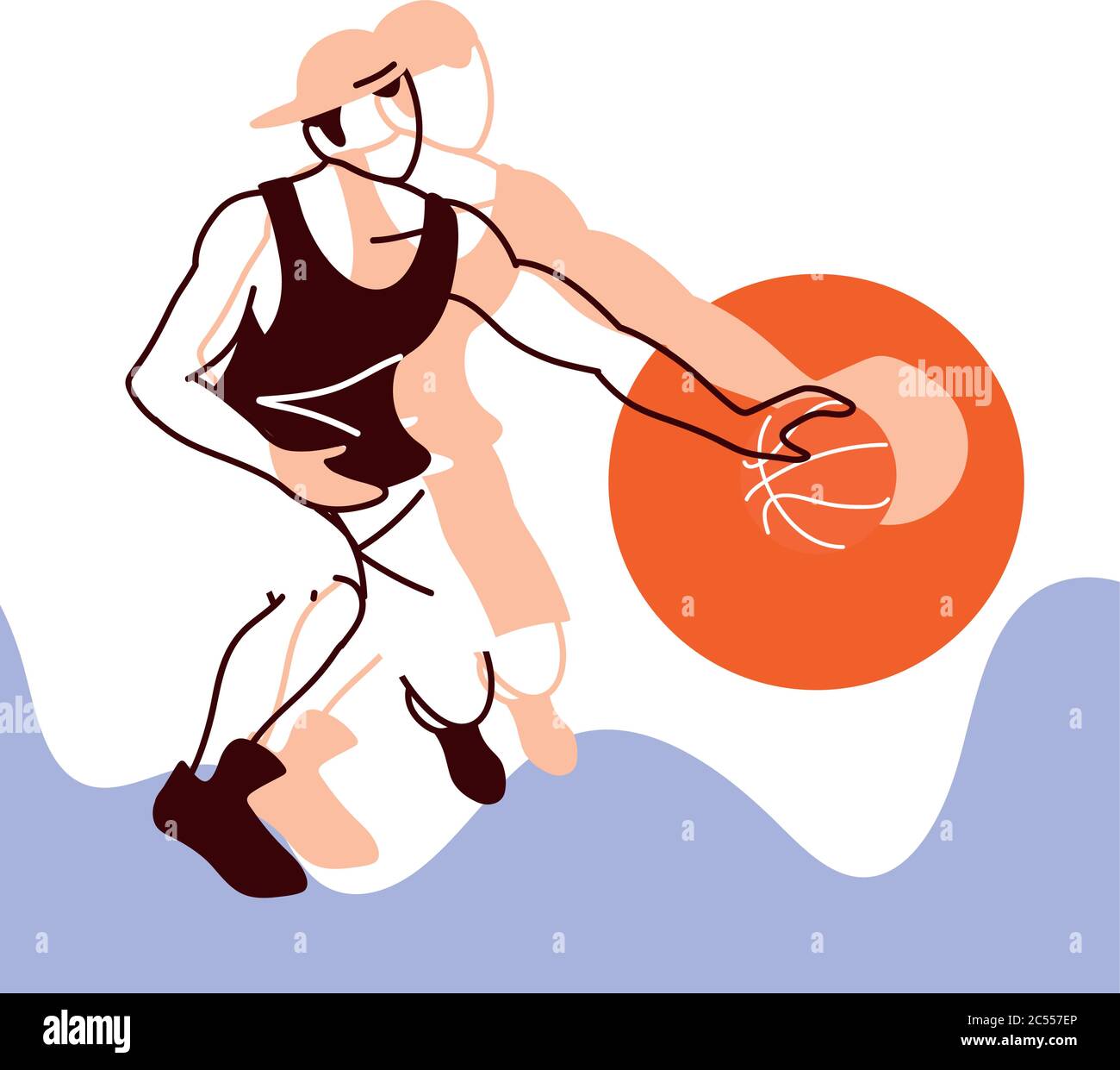 Player man with ball design, Basketball sport hobby competition and ...