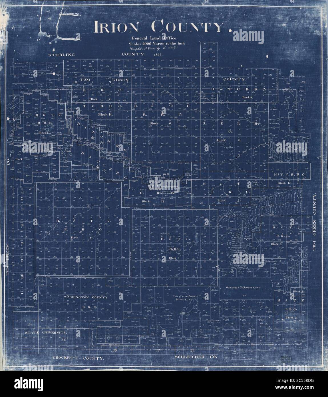 Irion County - compiled and drawn E. Shutz̀e Stock Photo - Alamy