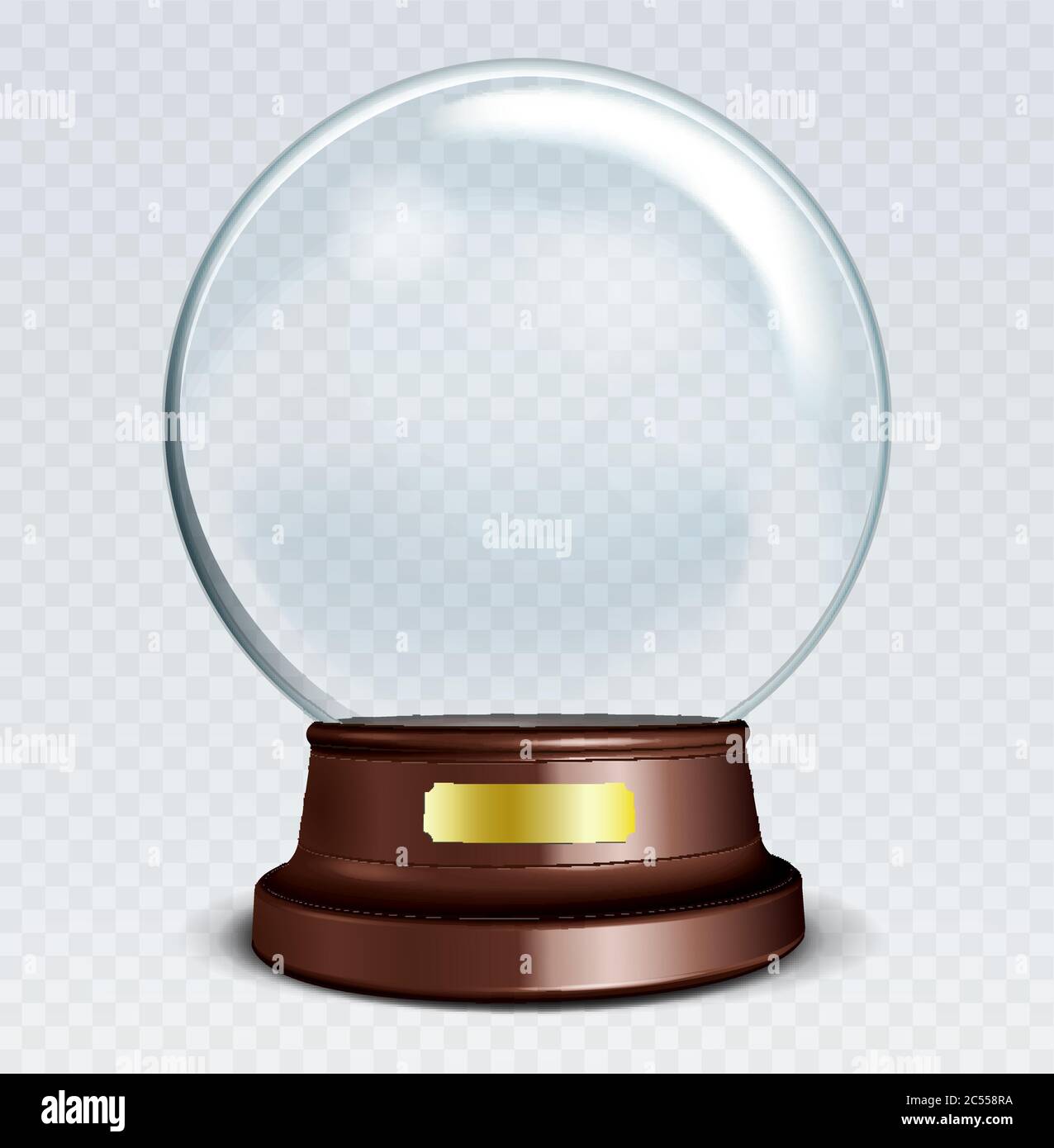 Vector Empty Snow Globe. White transparent glass sphere on a stand with ...