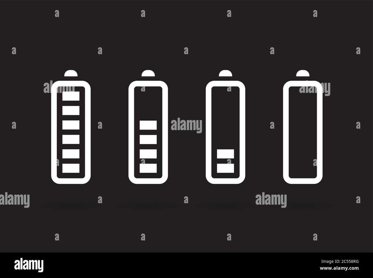 Vector Battery Accumulator Charge Icon or Symbol Set Stock Vector Image ...