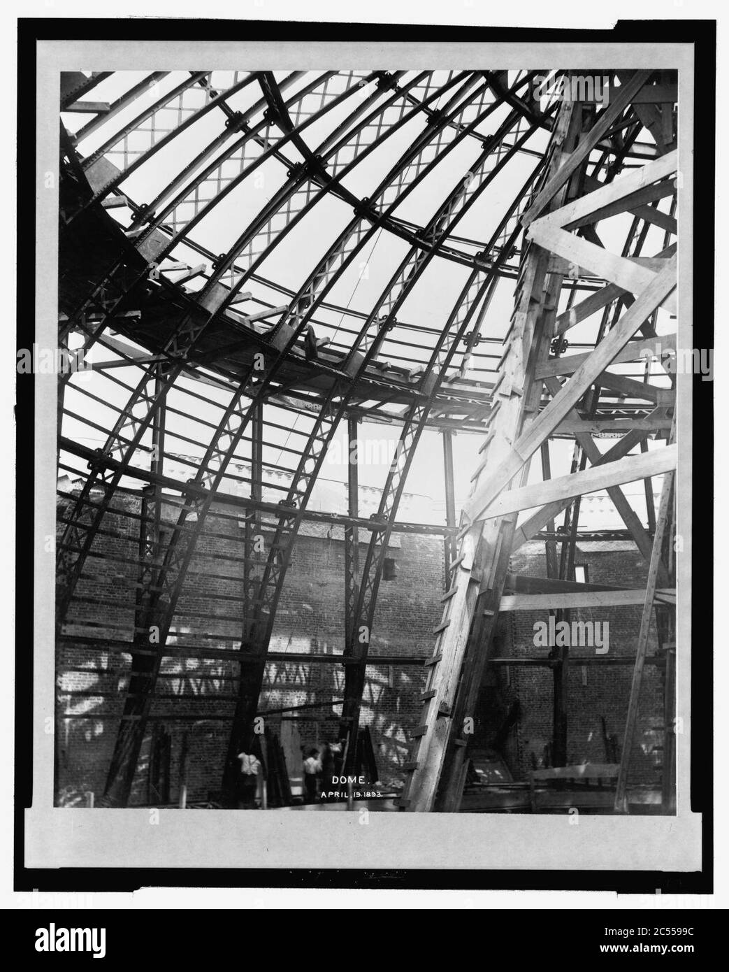 Iron framework of the dome's superstructure, Library of Congress Stock ...