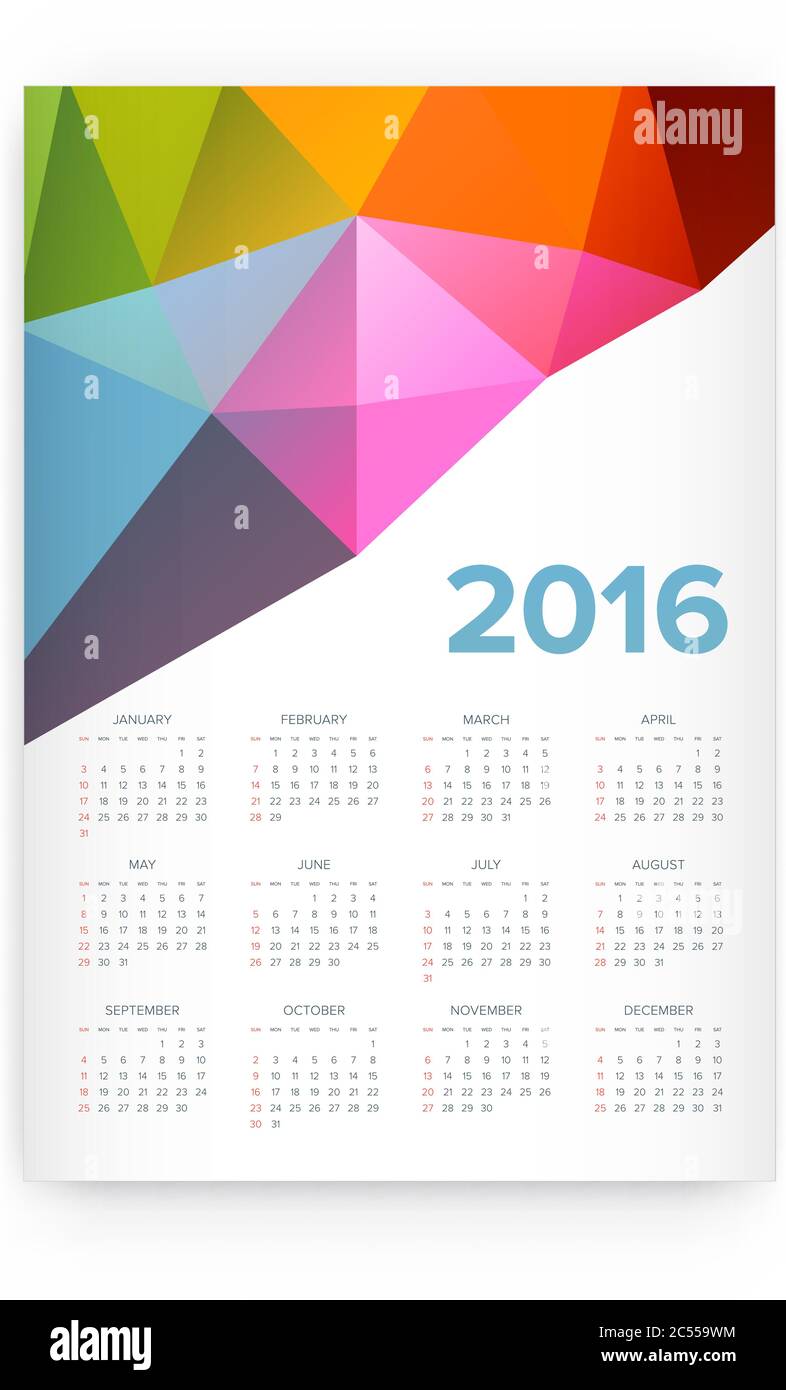 2016 Calendar. Abstract. Week Starts from Sunday. Vector illustration ...