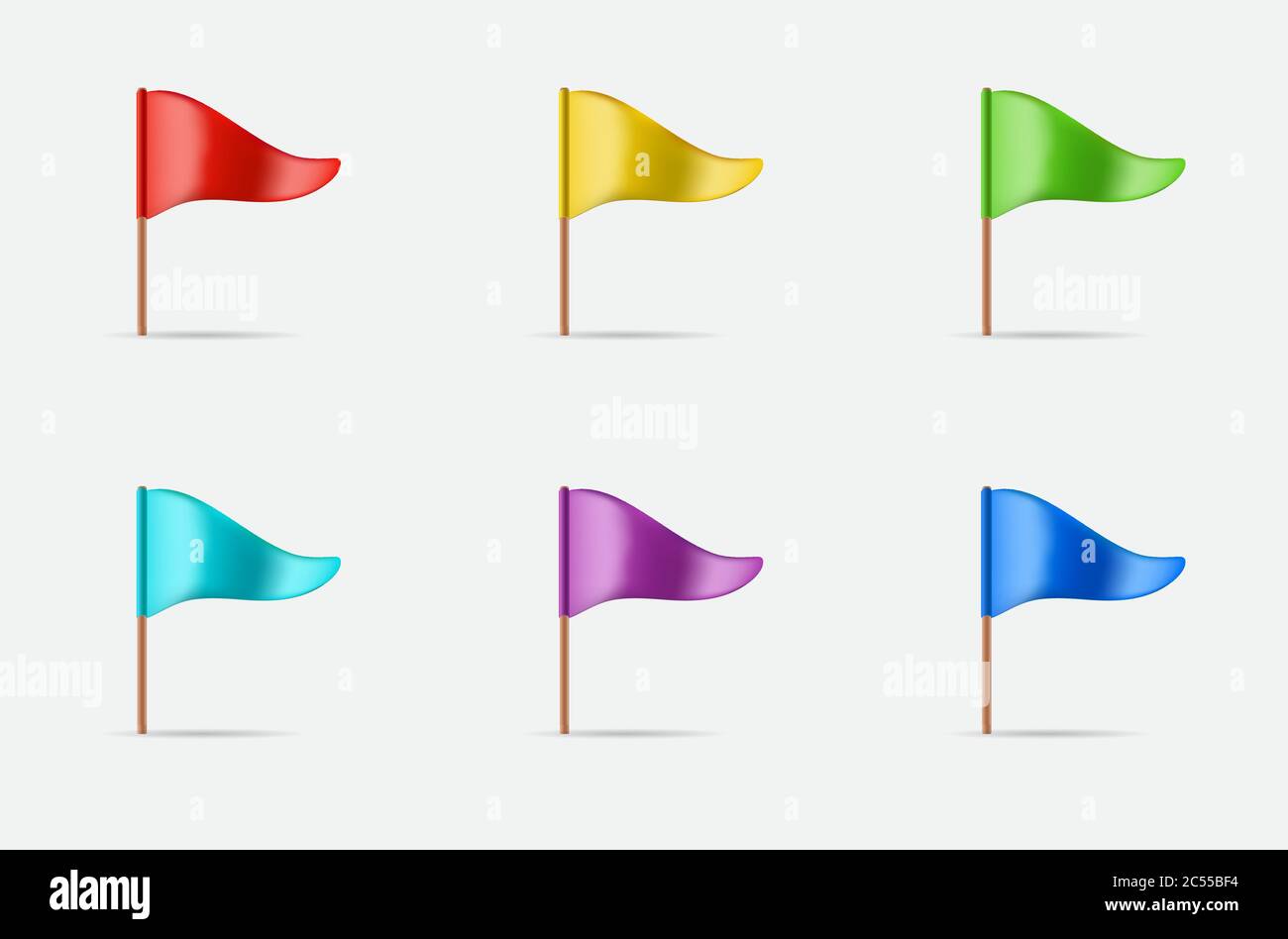 Triangular Waving Flag Set Icon or Logo in Vector Stock Vector Image ...