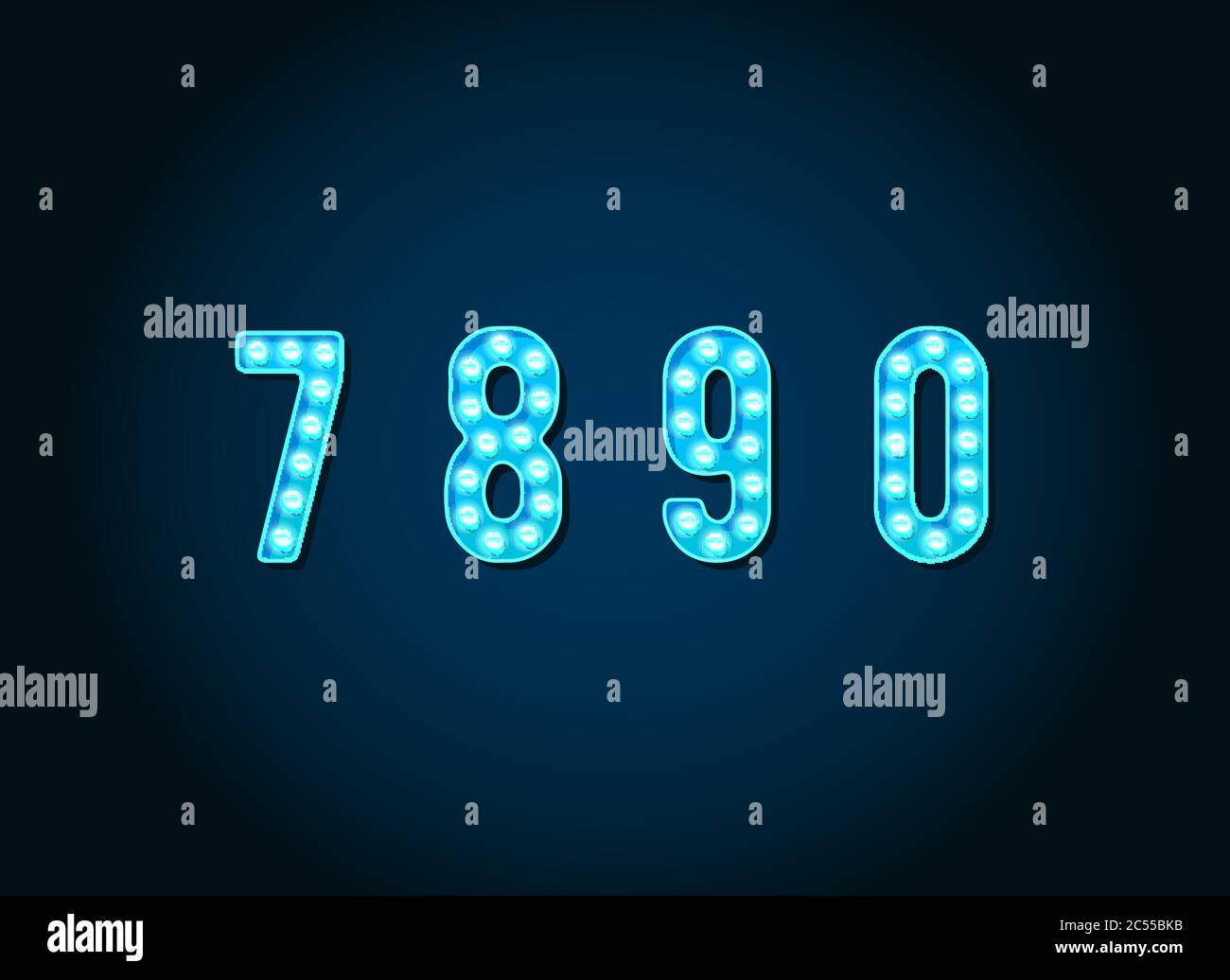 Casino or Broadway Signs style Blue light bulb Alphabet Letter ...