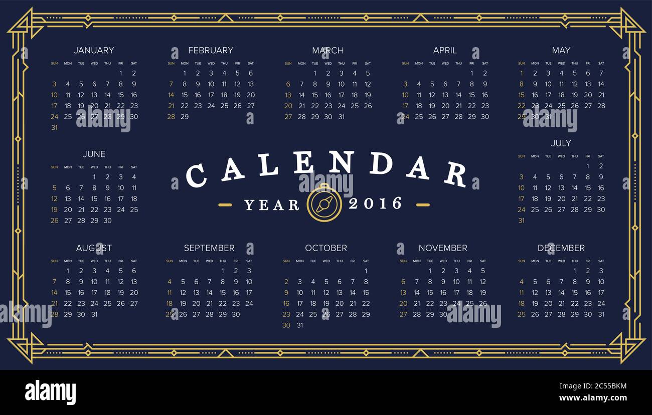 2016 Calendar. Abstract. Week Starts from Sunday. Vector illustration ...