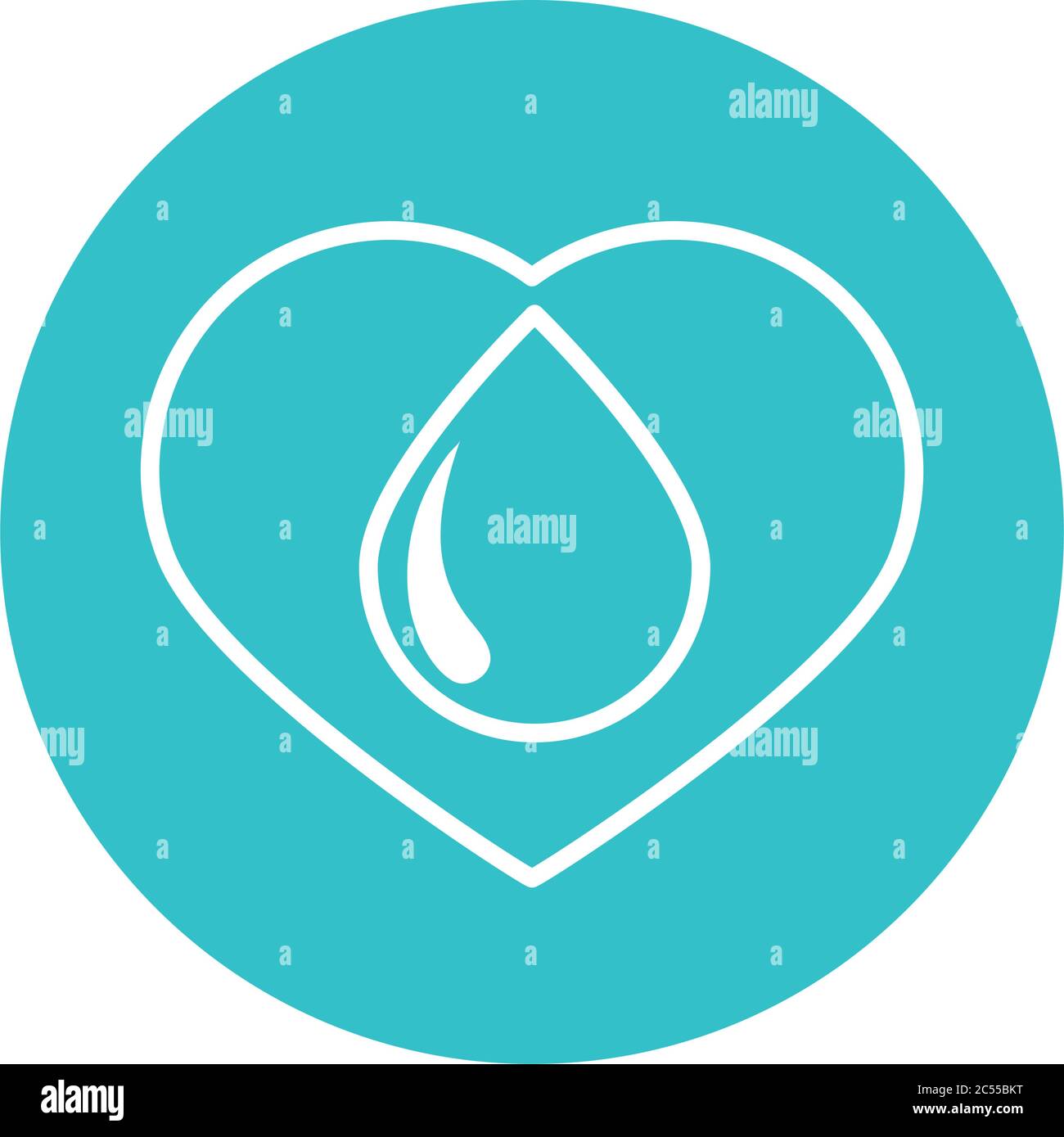 water drop love care nature liquid blue block style icon vector ...