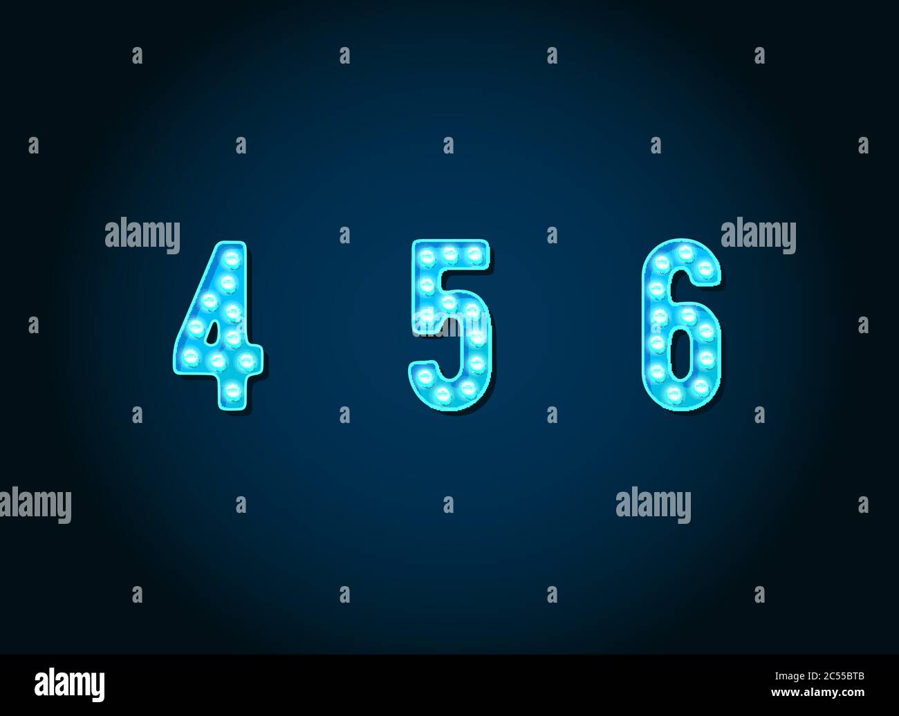 Casino or Broadway Signs style Blue light bulb Alphabet Letter ...