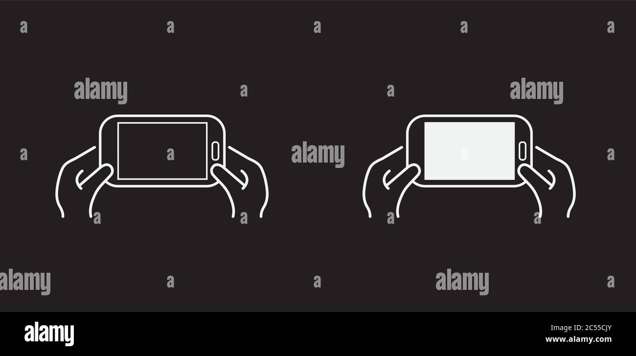 Set of Icons with Hands Holding Smart Device with Gestures Stock Vector ...