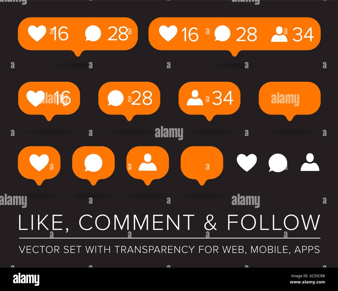 Vector Like, Follower, Comment Icon Set Stock Vector Image & Art - Alamy