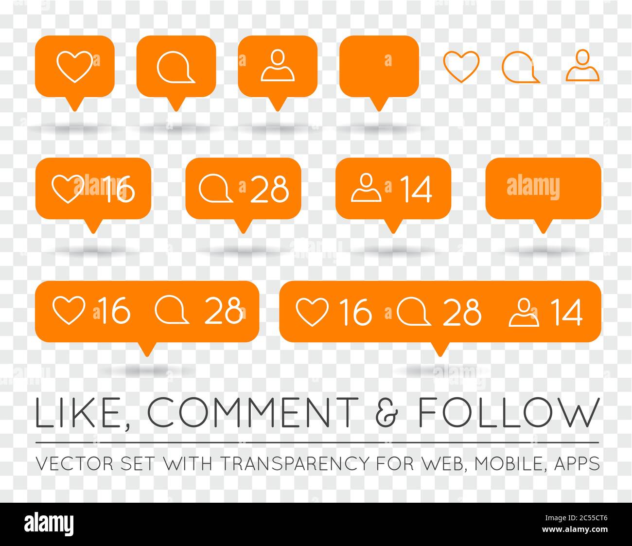 Vector Like, Follower, Comment Icon Set Stock Vector Image & Art - Alamy