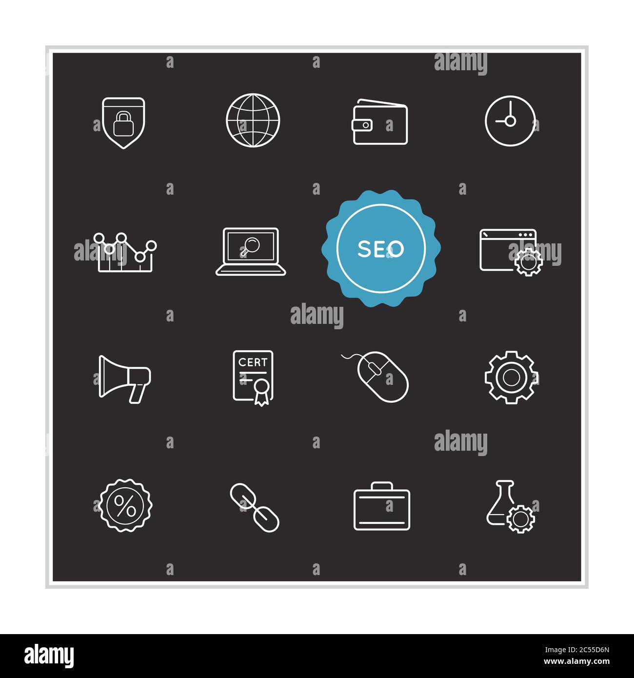 Set of Seo Search Engine Optimization Vector Illustration Elements can ...
