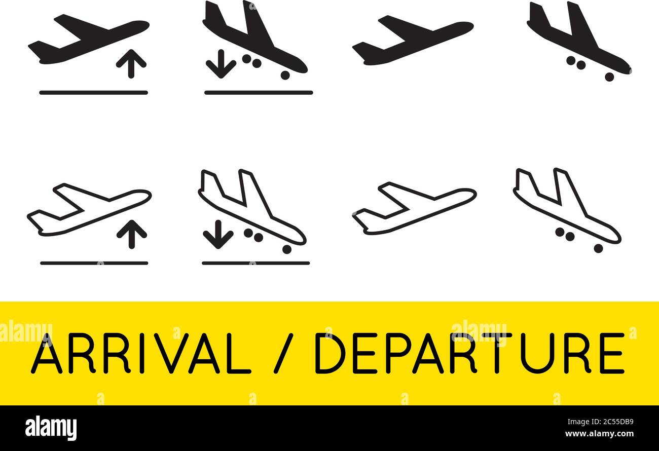 Aircraft or Airplane Icons Set Collection Vector Silhouette Arrivals ...