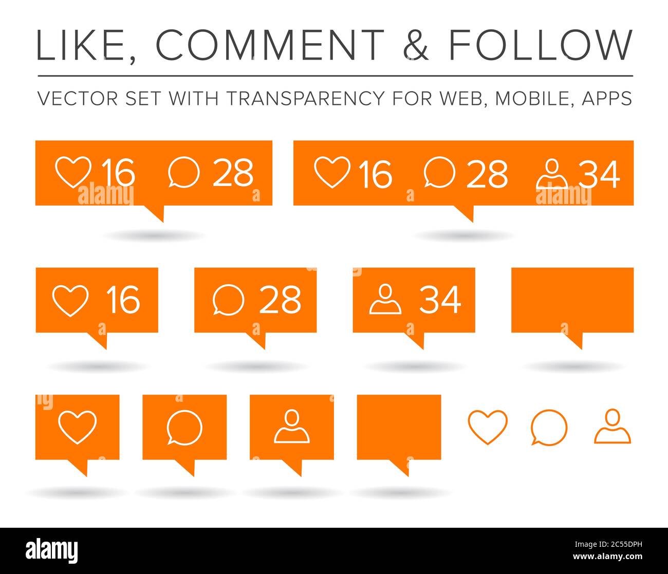 Vector Like, Follower, Comment Icon Set Stock Vector Image & Art - Alamy