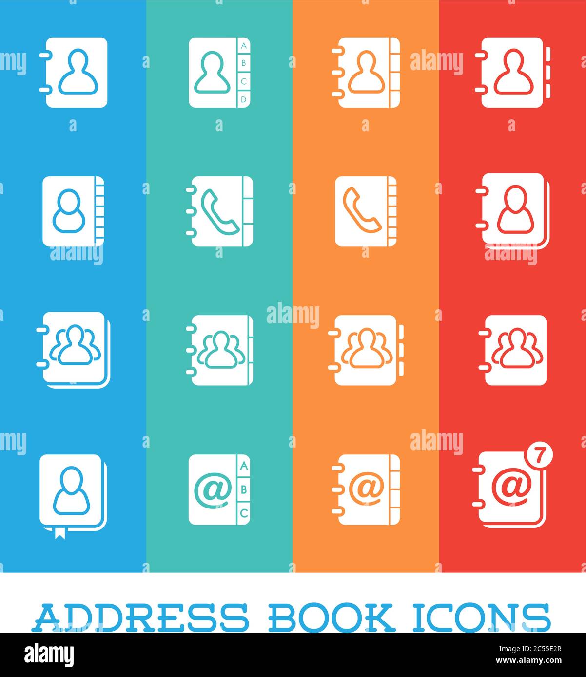 All Kinds of Contact Us Address Book Icons in Vector Isolated for Using ...