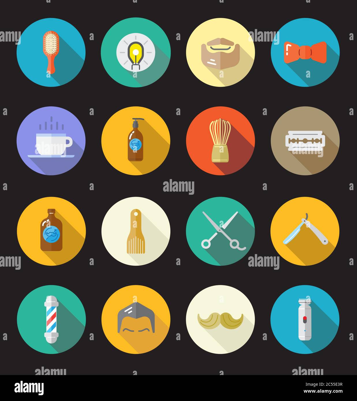 Set of Vector Barber Shop Elements and Shave Shop Icons Illustration ...